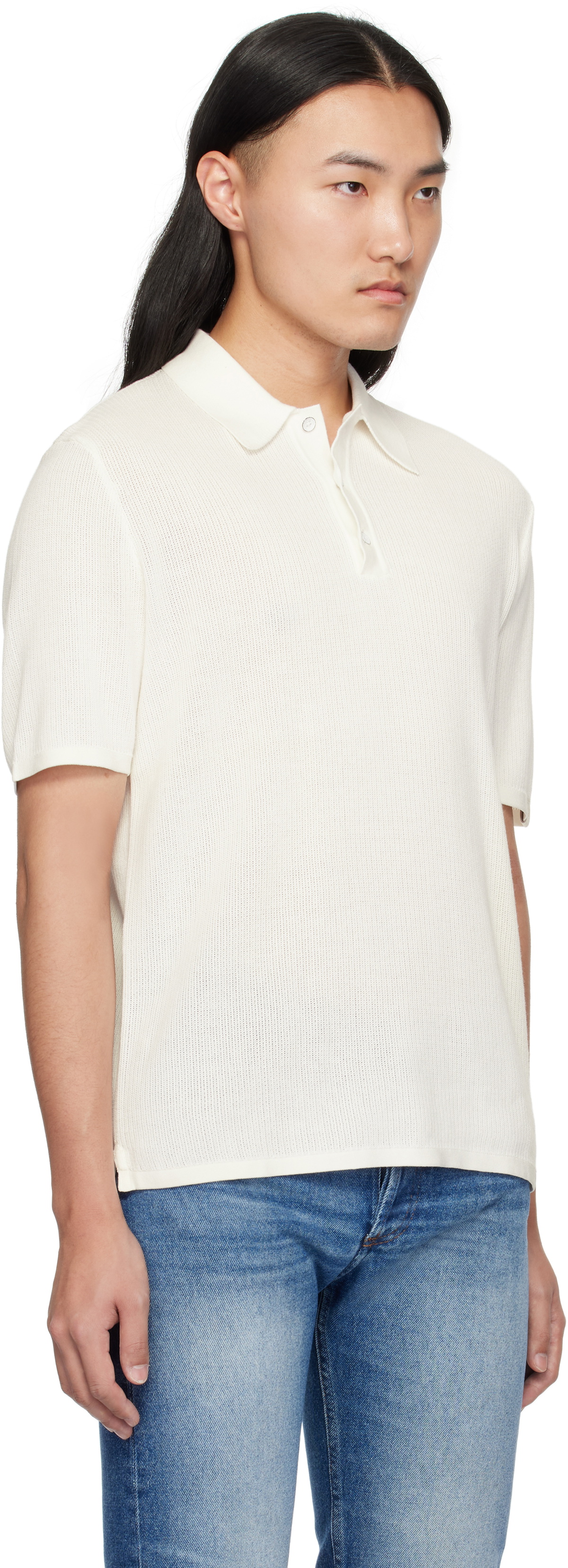 rag & bone White Harvey Knit Polo Rag and Bone