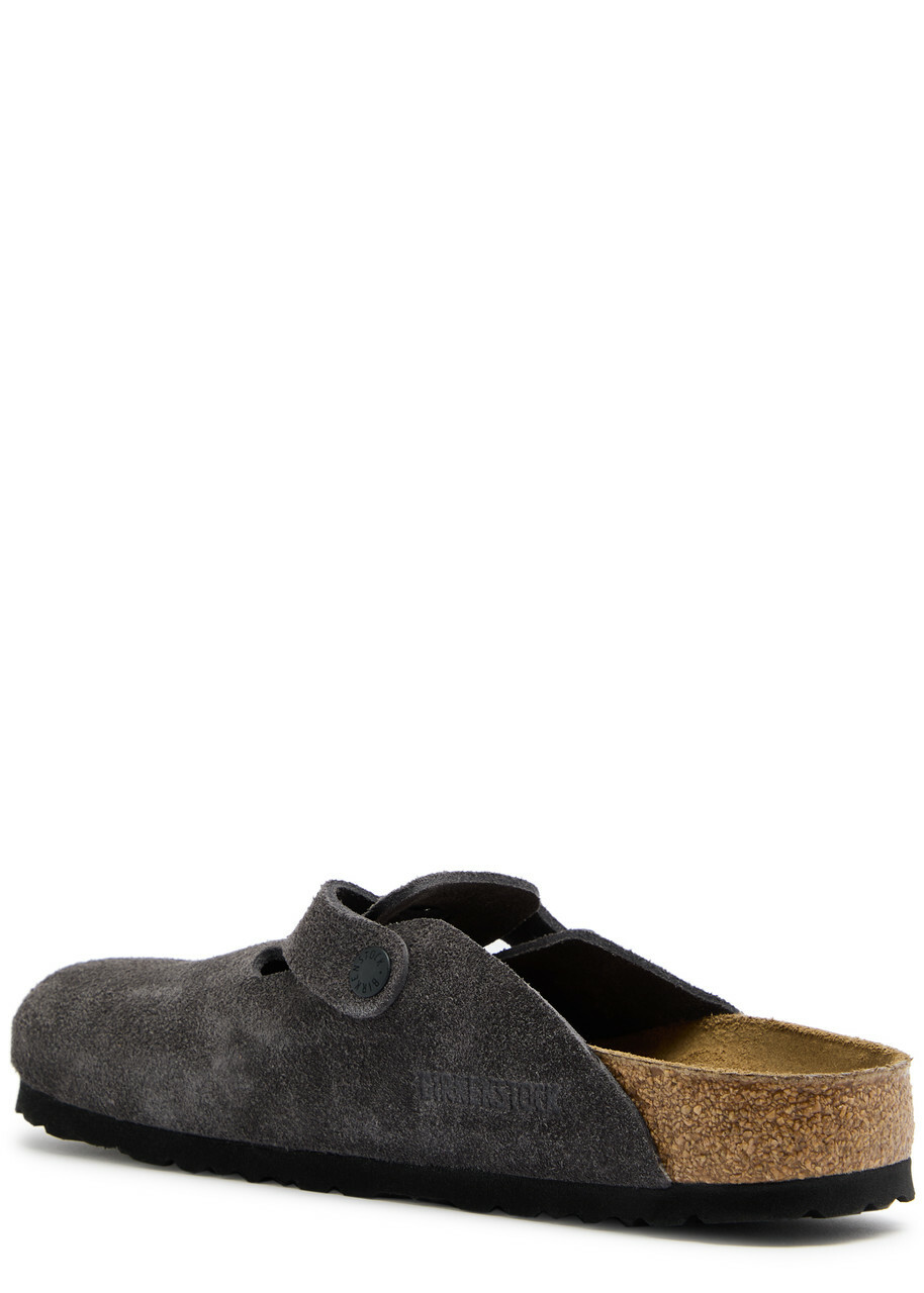 Birkenstock Boston Brushed Suede Sliders Grey Birkenstock