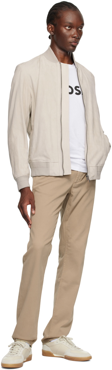 BOSS Beige Zip Leather Jacket BOSS