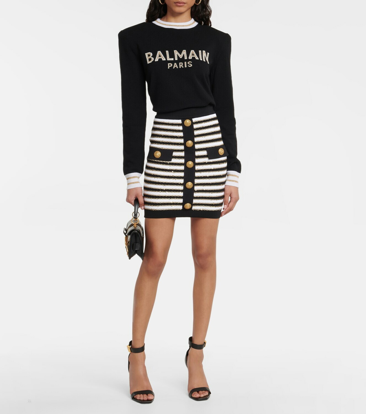 Balmain - Logo wool and cashmere cropped sweater Balmain