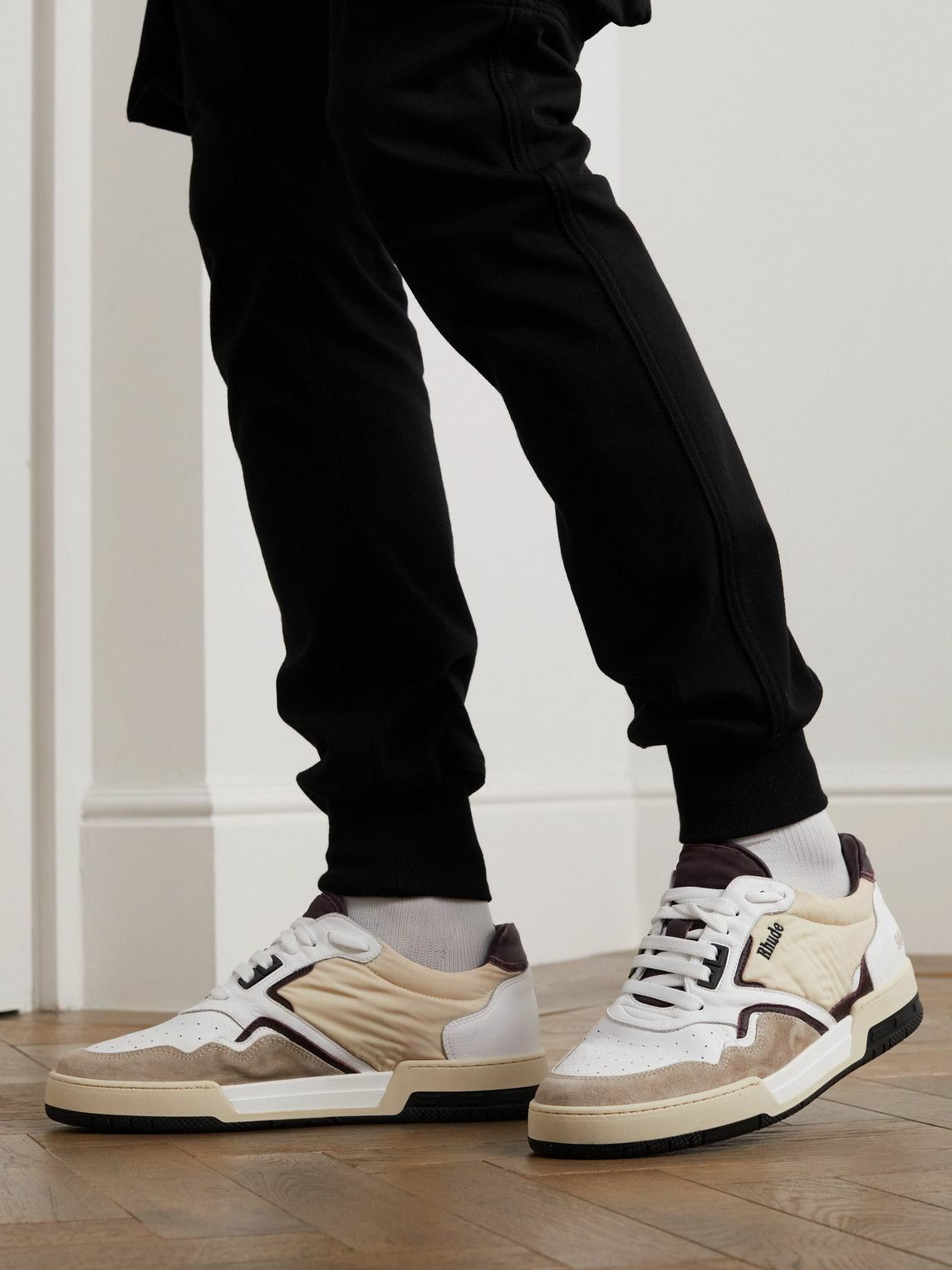 Rhude - Racing Logo-Embroidered Leather, Suede and Shell Sneakers ...