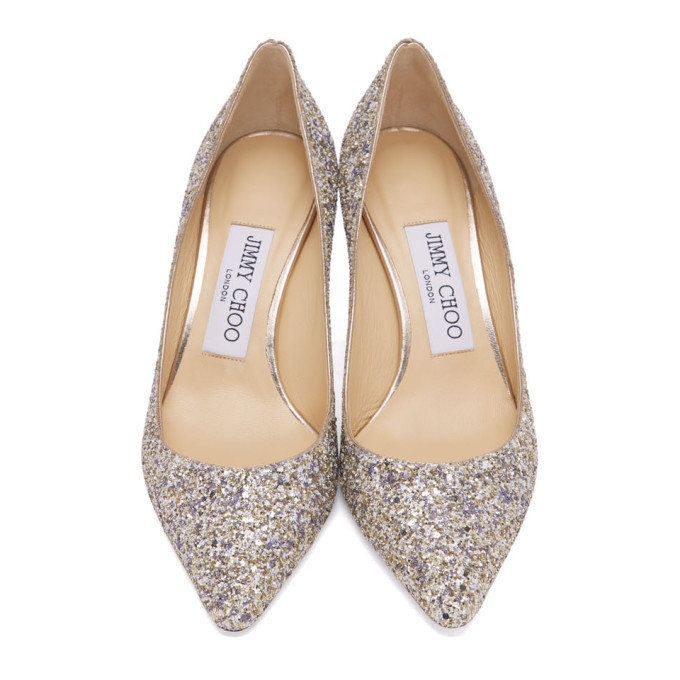 Jimmy Choo Silver Glitter Romy 60 Heels Jimmy Choo