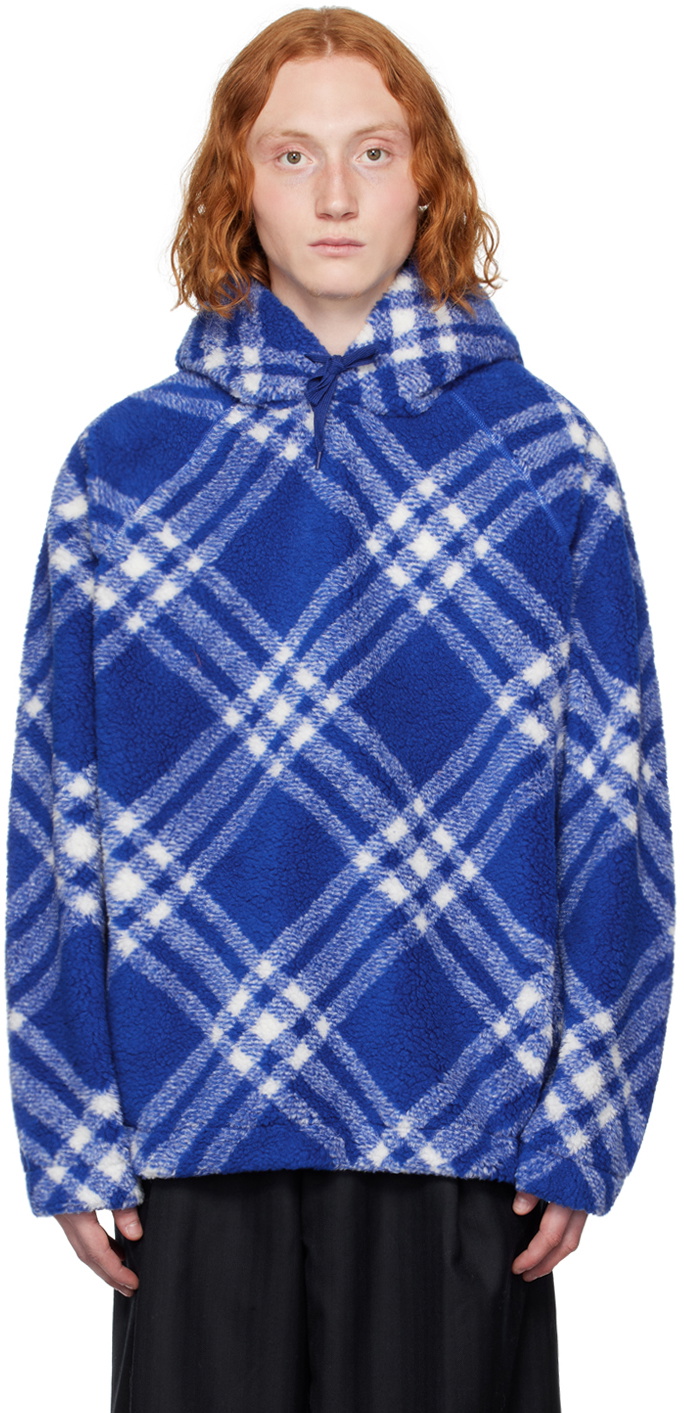 Burberry Blue & White Check Hoodie Burberry
