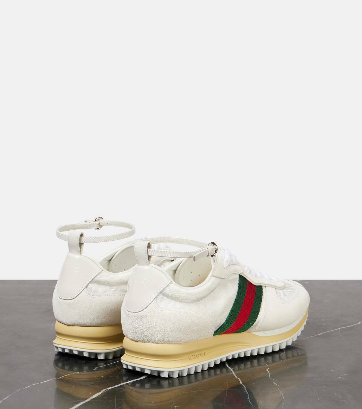 Gucci Web Stripe suede-trimmed sneakers Gucci