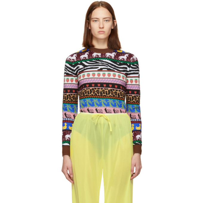 Miu Miu Multicolor Jacquard Patterns Sweater Miu Miu