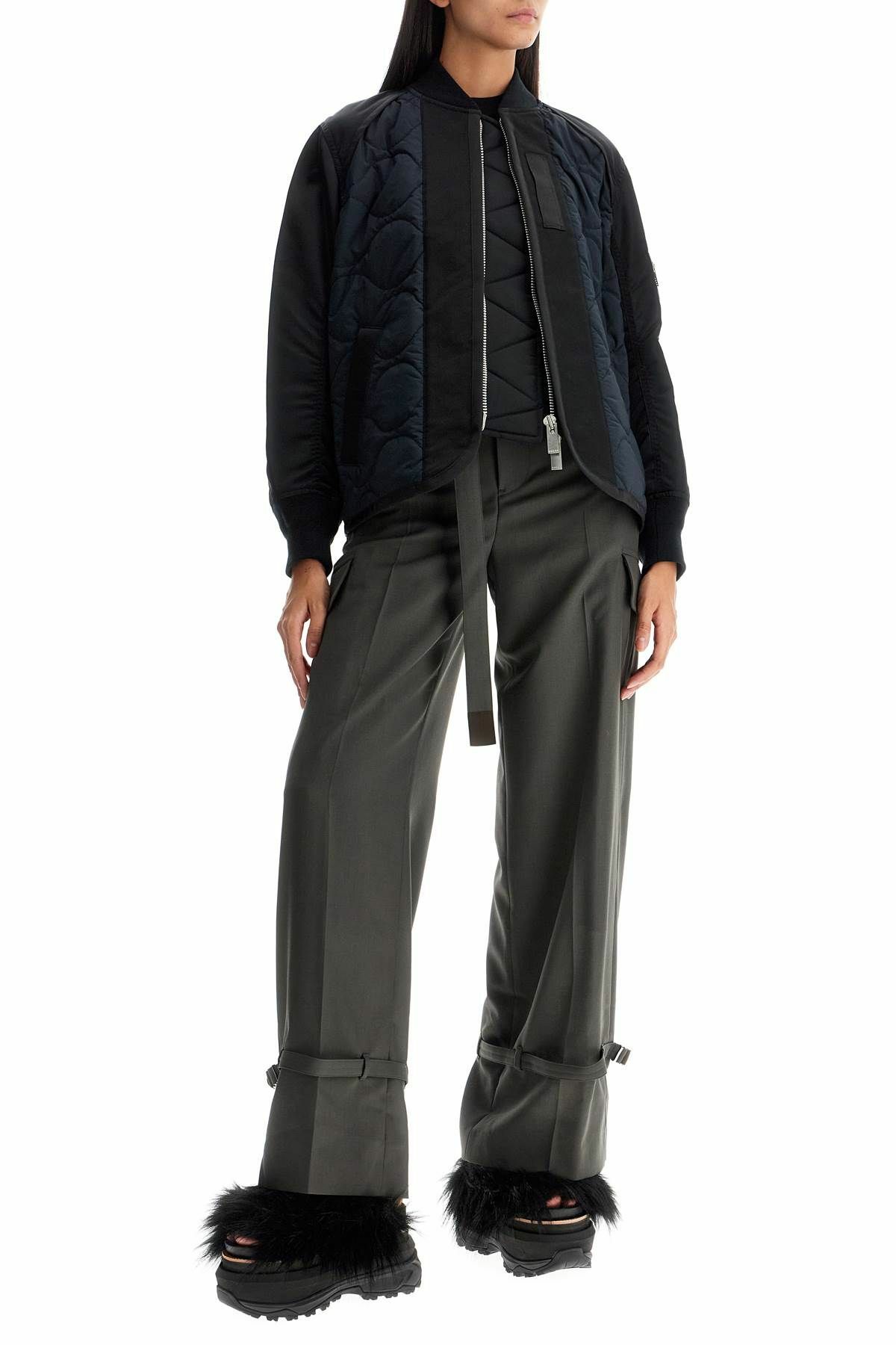 SACAI hybrid nylon and ripstop jacket Black Sacai