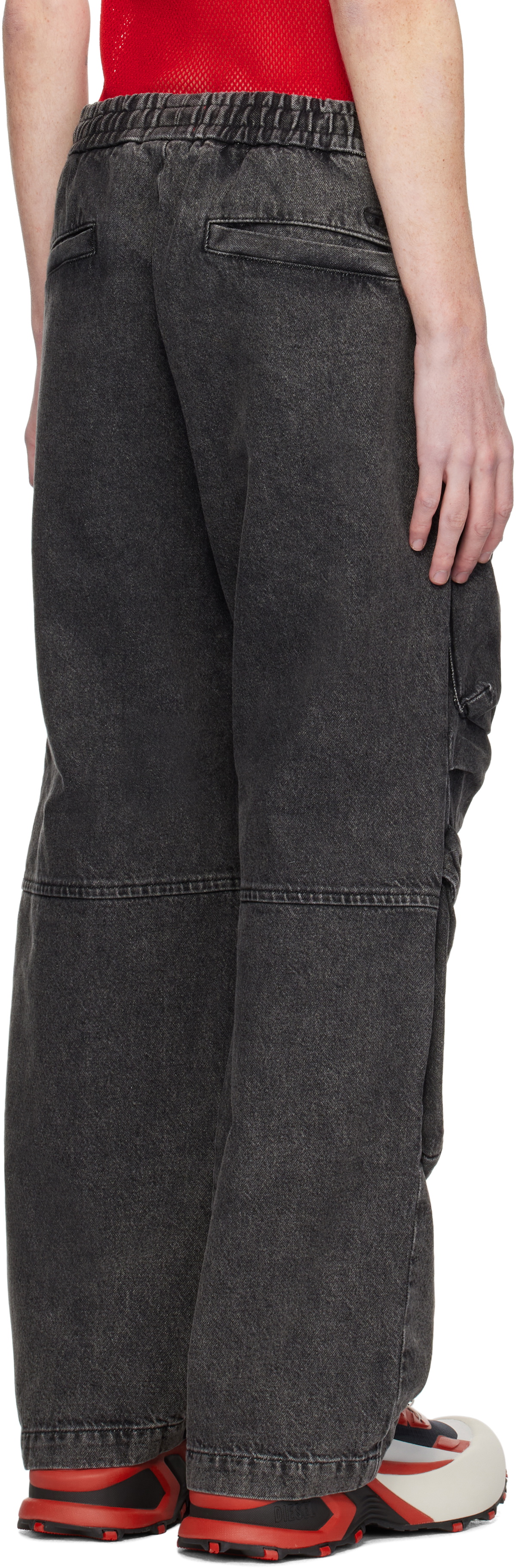 Diesel Black D-Baertson-S Denim Cargo Pants Diesel