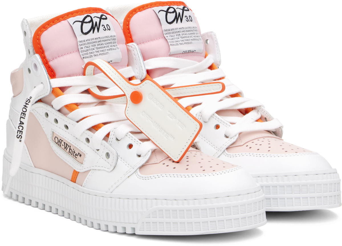 Off-White White & Orange 3.0 Off Court Calf Leather Sneakers Off-White
