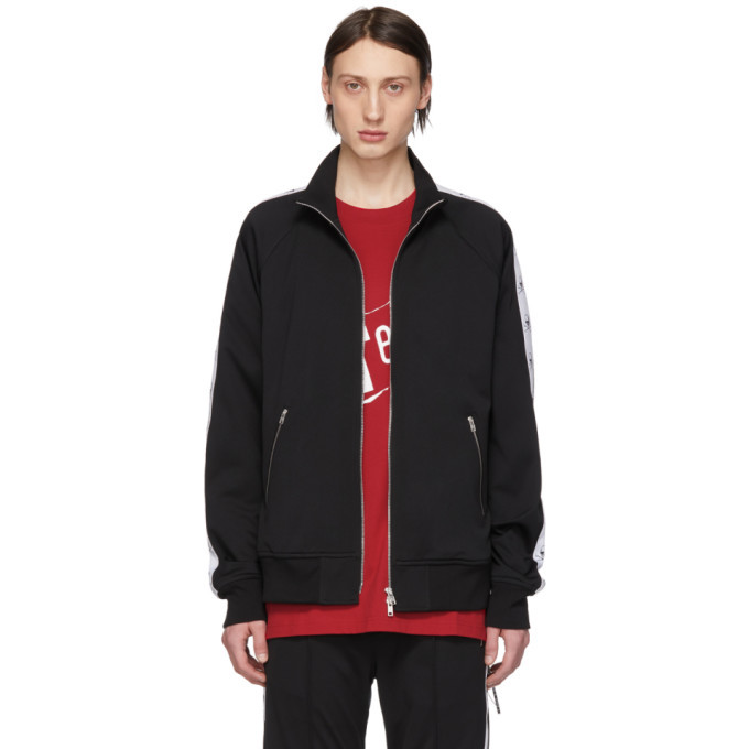 mastermind WORLD Black Tape Zip-Up Sweater MASTERMIND WORLD