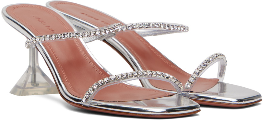 Amina Muaddi Transparent Gilda Glass 70 Heeled Sandals Amina Muaddi