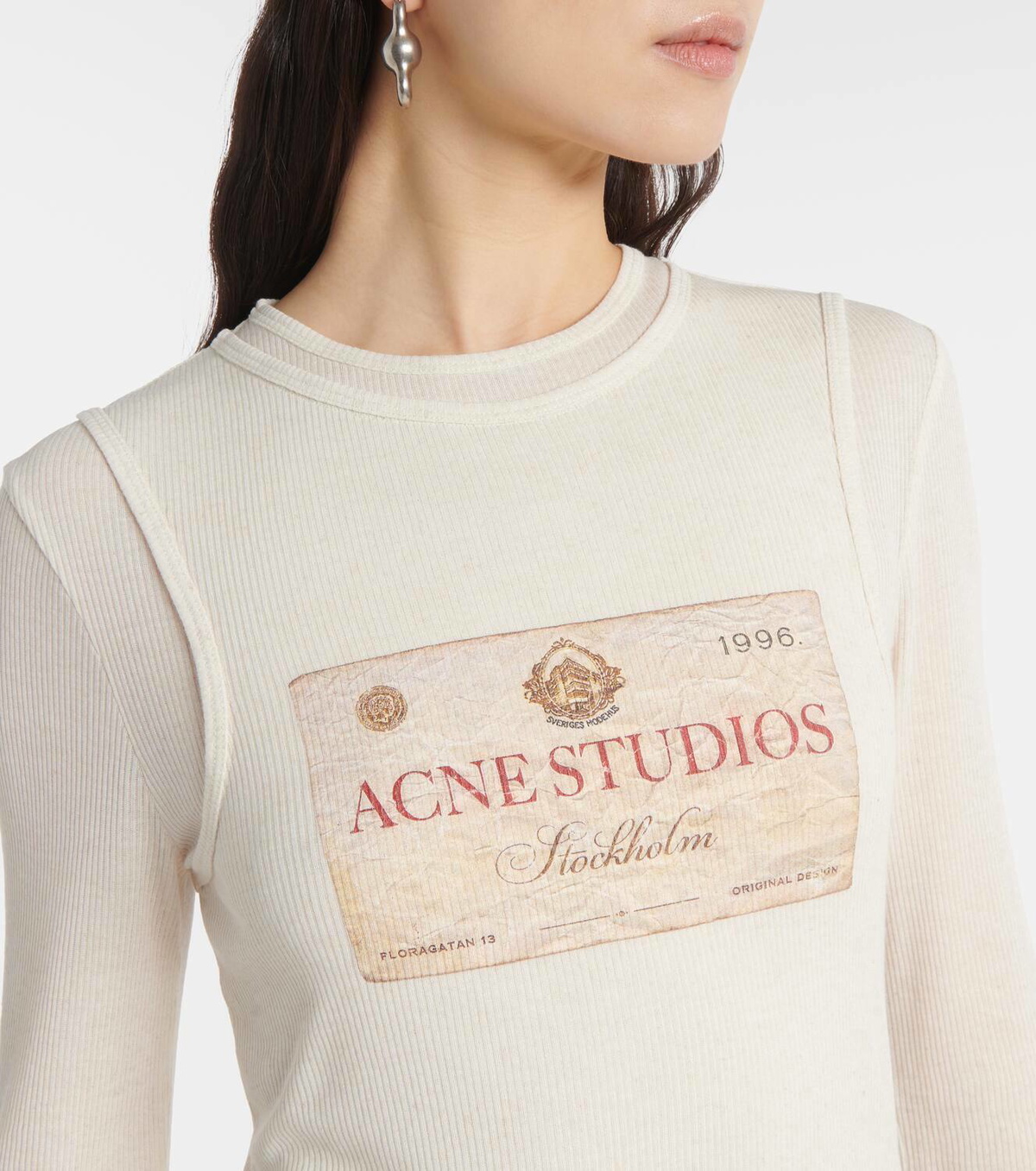 Acne Studios Logo printed layered top Acne Studios