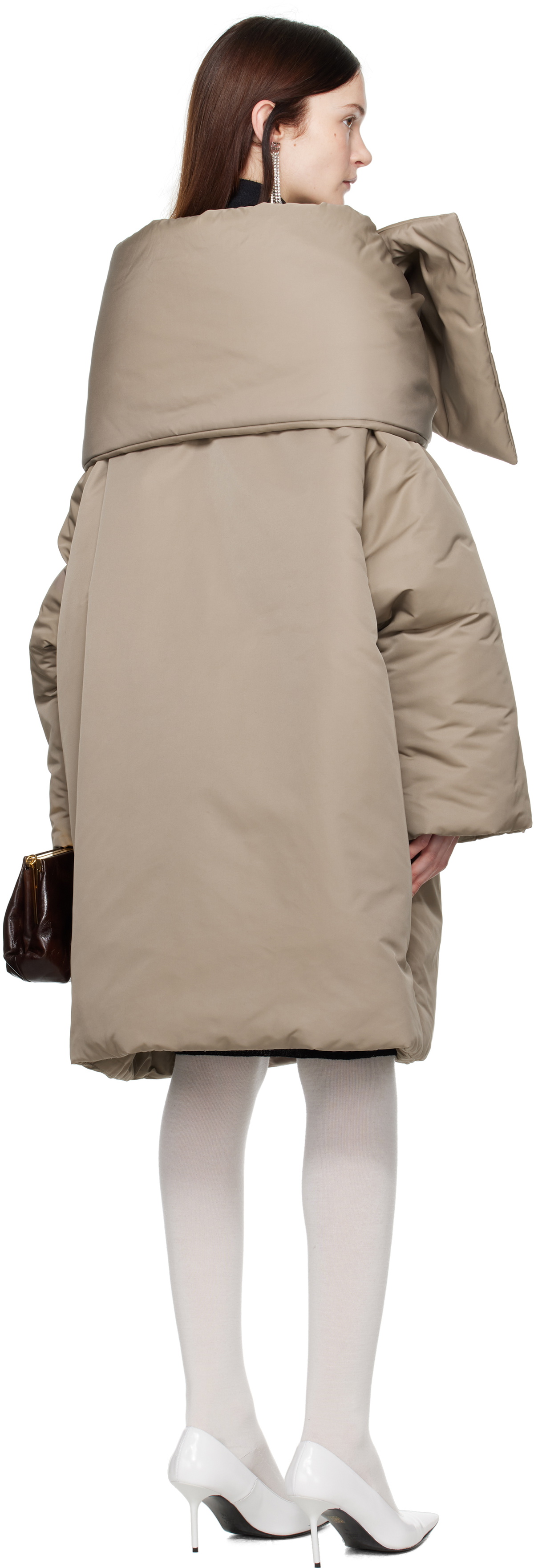 MARIE ADAM-LEENAERDT Gray Scarf Puffer Jacket