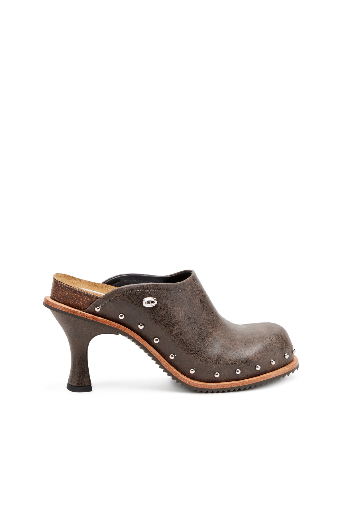 Diesel Studded leather mules - Décolleté Womens in Brown Diesel