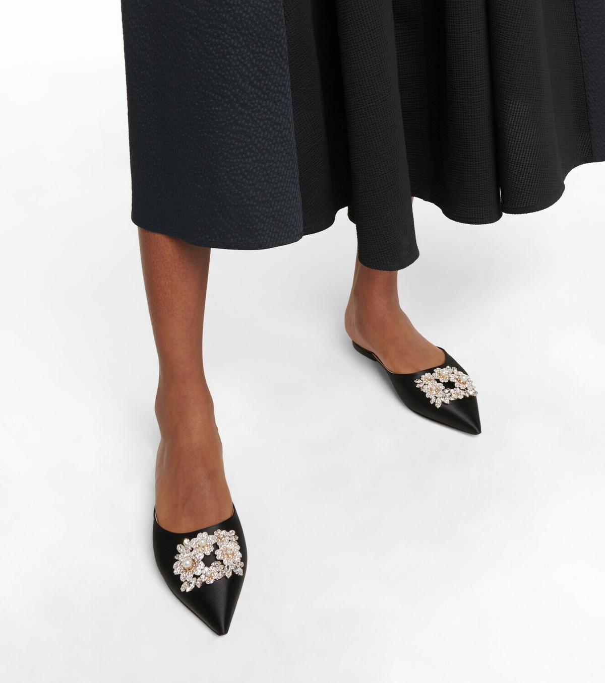 Roger Vivier RV Bouquet embellished satin slippers Roger Vivier