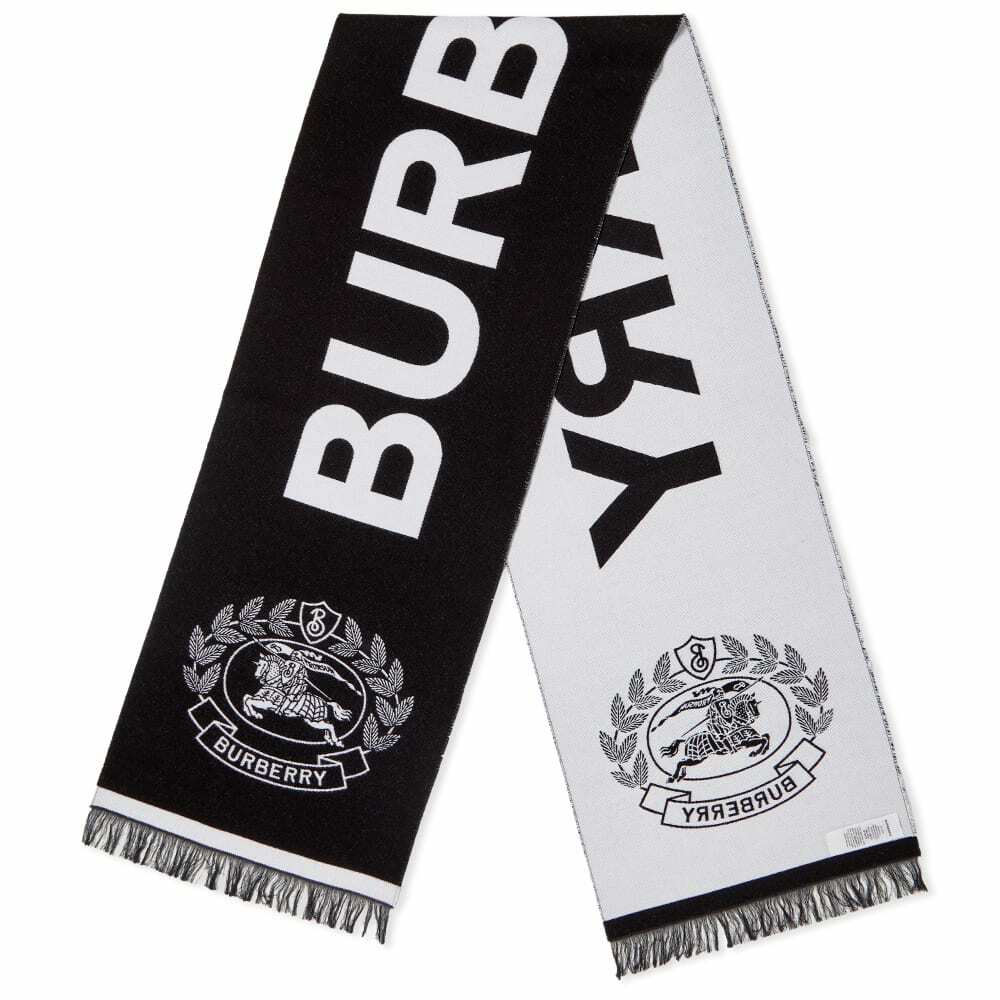 Burberry Women's Crest Logo Football Scarf in Monochrome Burberry