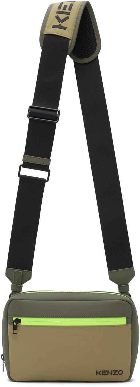 Kenzo Beige & Khaki Crossbody Messenger Bag Kenzo