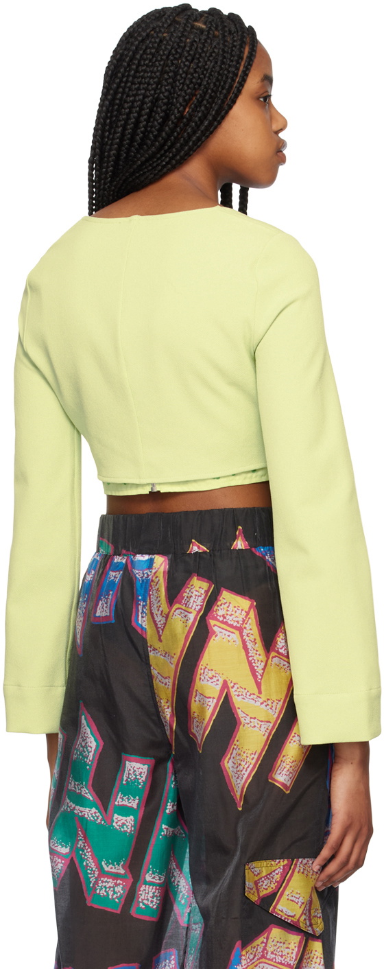 GANNI Green Cropped Blouse GANNI