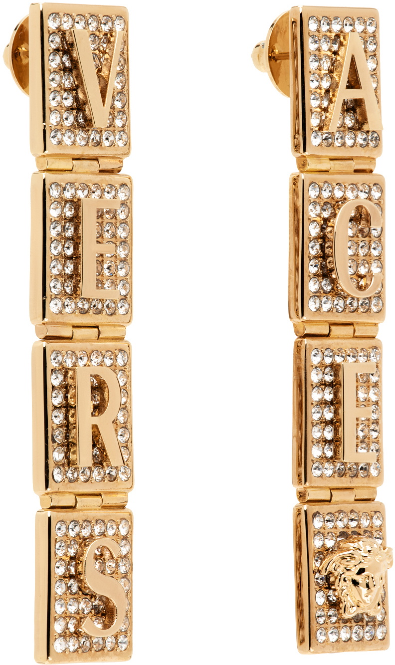 Versace Gold Crystal Tiles Earrings Versace