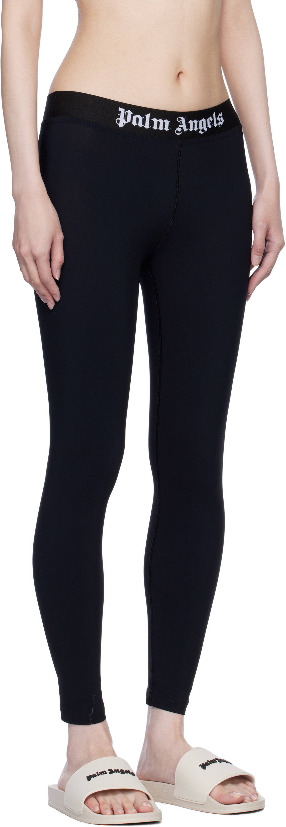Palm Angels Black Logo Leggings Palm Angels
