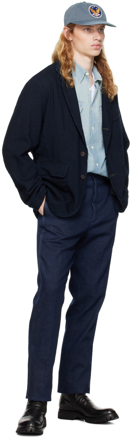 RRL Blue Slim-Fit Denim Tuxedo Trousers RRL