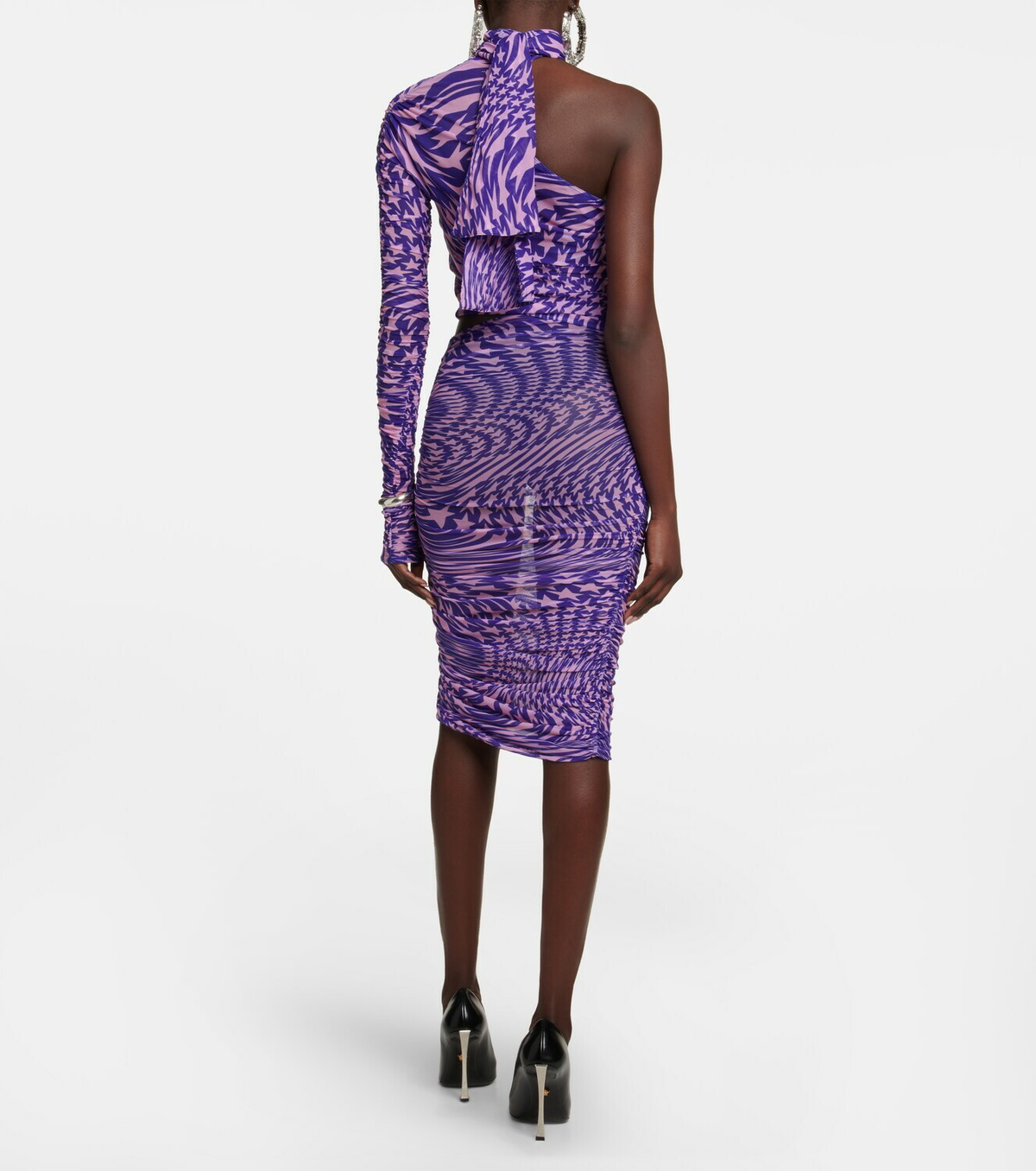 Mugler - Printed mesh cutout minidress Mugler