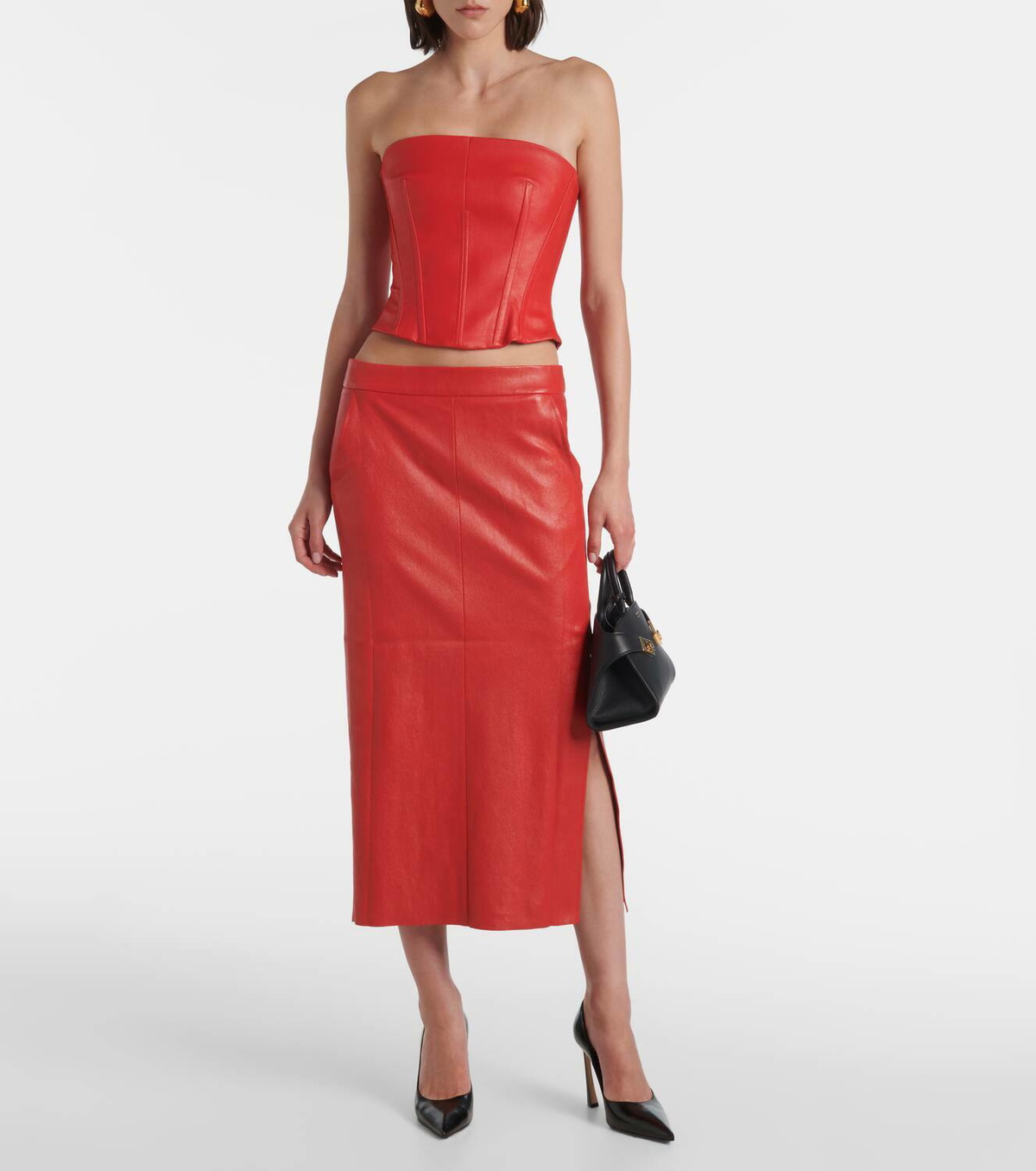 Stouls Taylor leather midi skirt Stouls