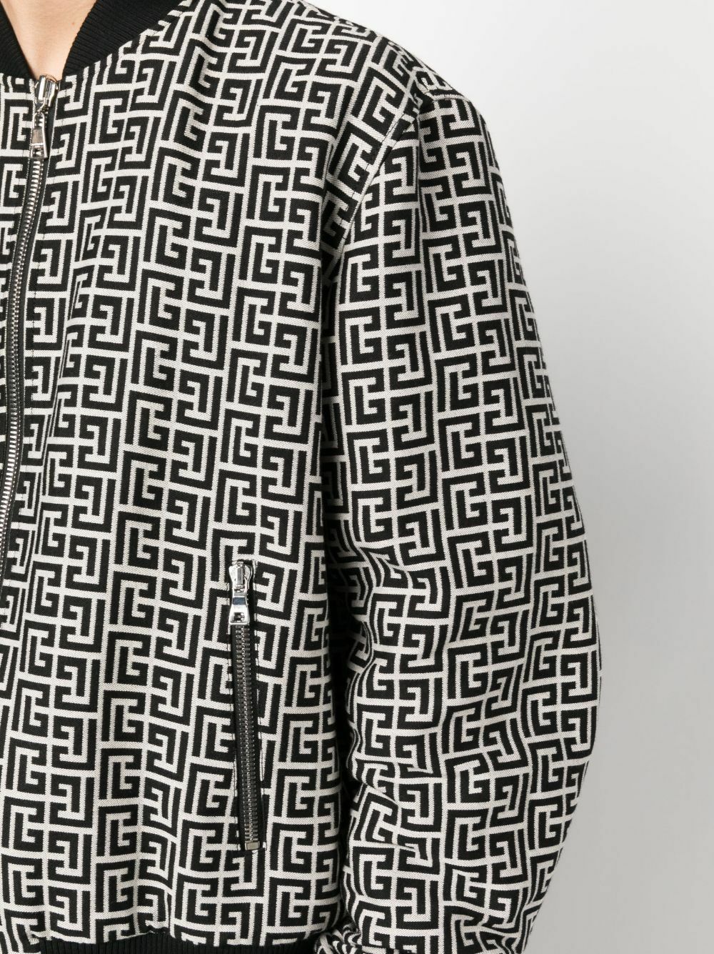 Balmain Black Monogram Reversible Bomber Jacket Balmain