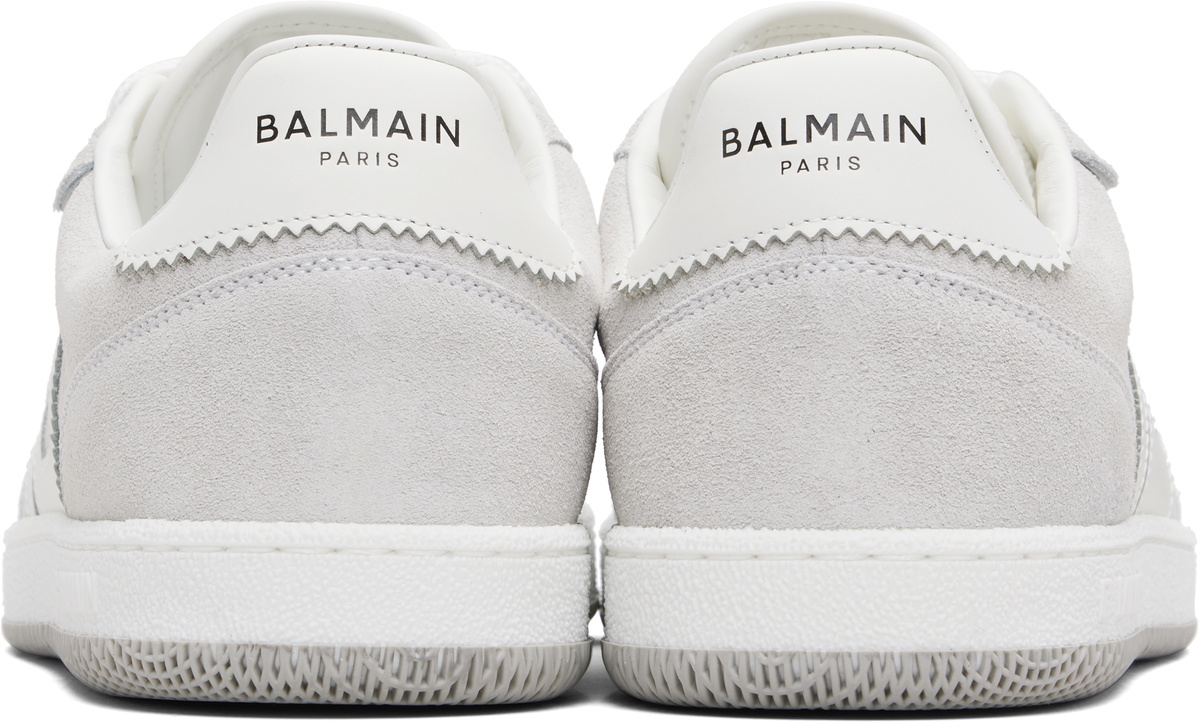 Balmain Gray Swan Suede & Smooth Leather Sneakers Balmain