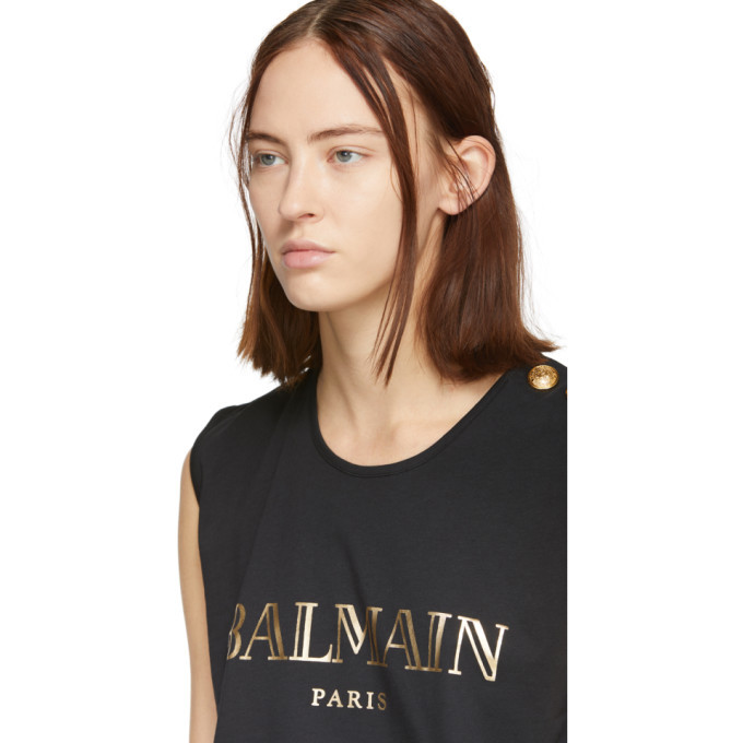 Balmain Black Logo Tank Top Balmain