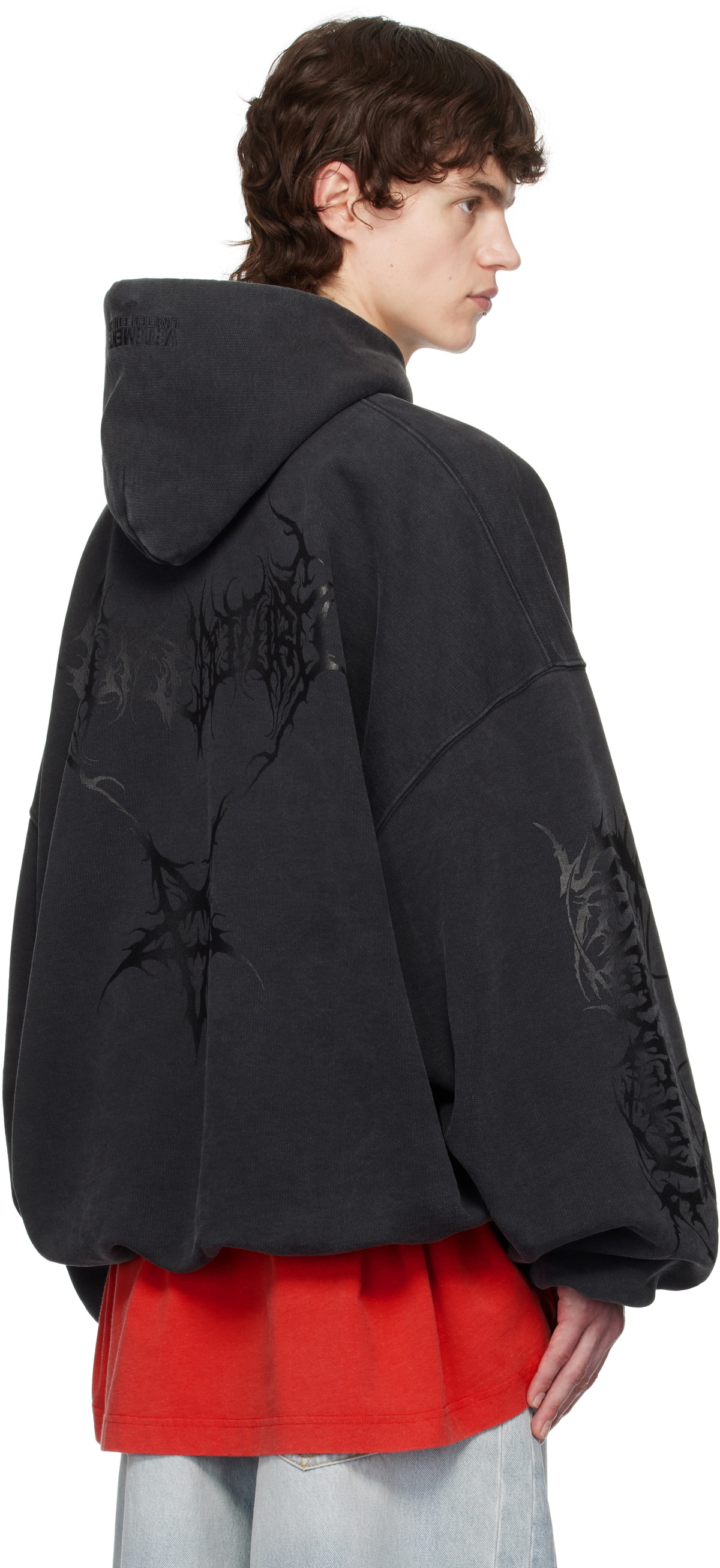 VETEMENTS Black Death Metal Cropped Boxy Hoodie Vetements