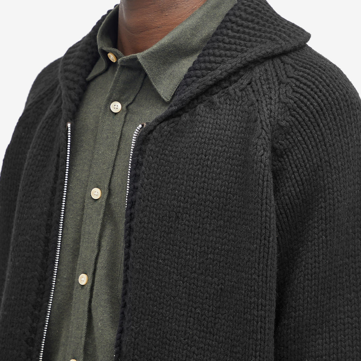 FrizmWORKS Men's Cowichan Zip Up Cardigan in Black FrizmWORKS