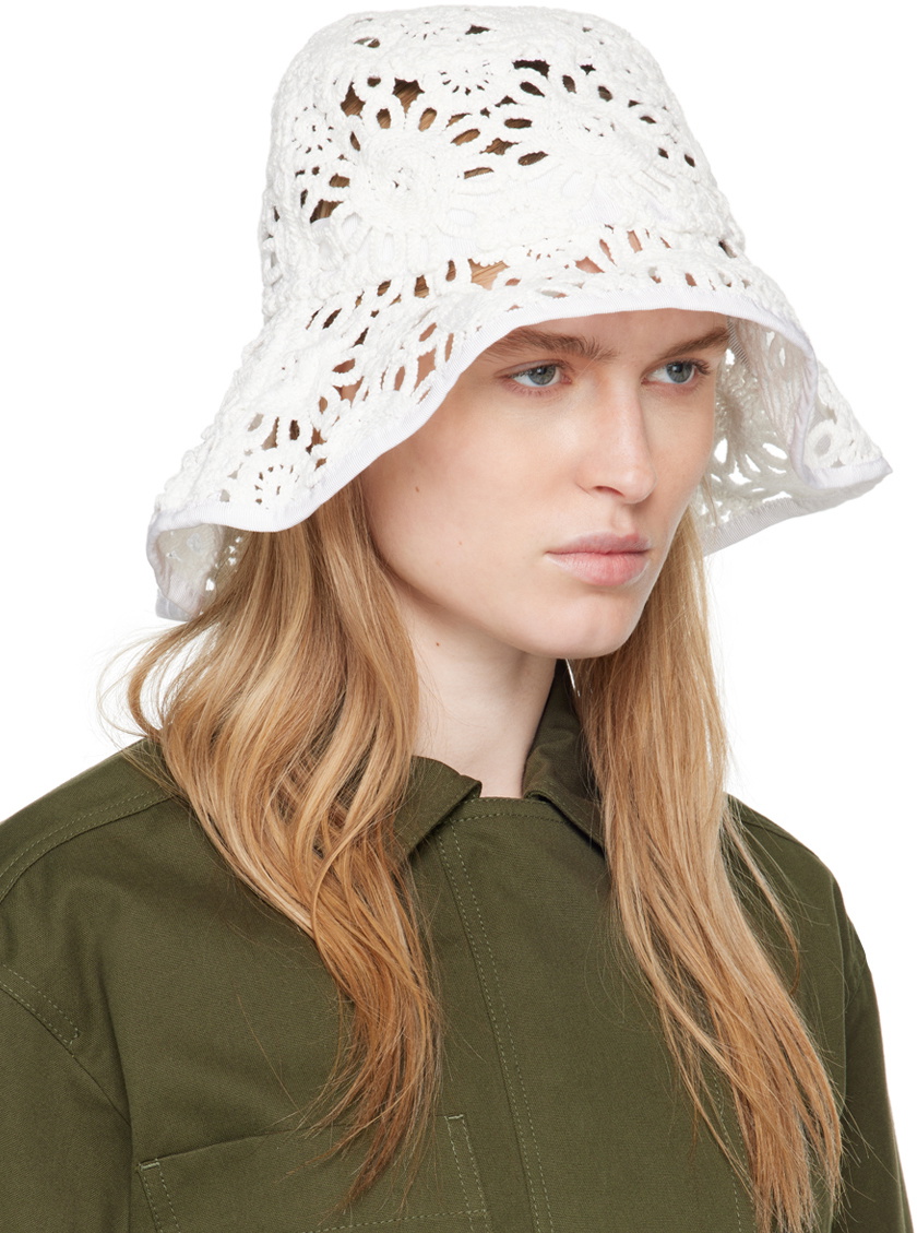 Weekend Max Mara White Macramé Bucket Hat Weekend Max Mara