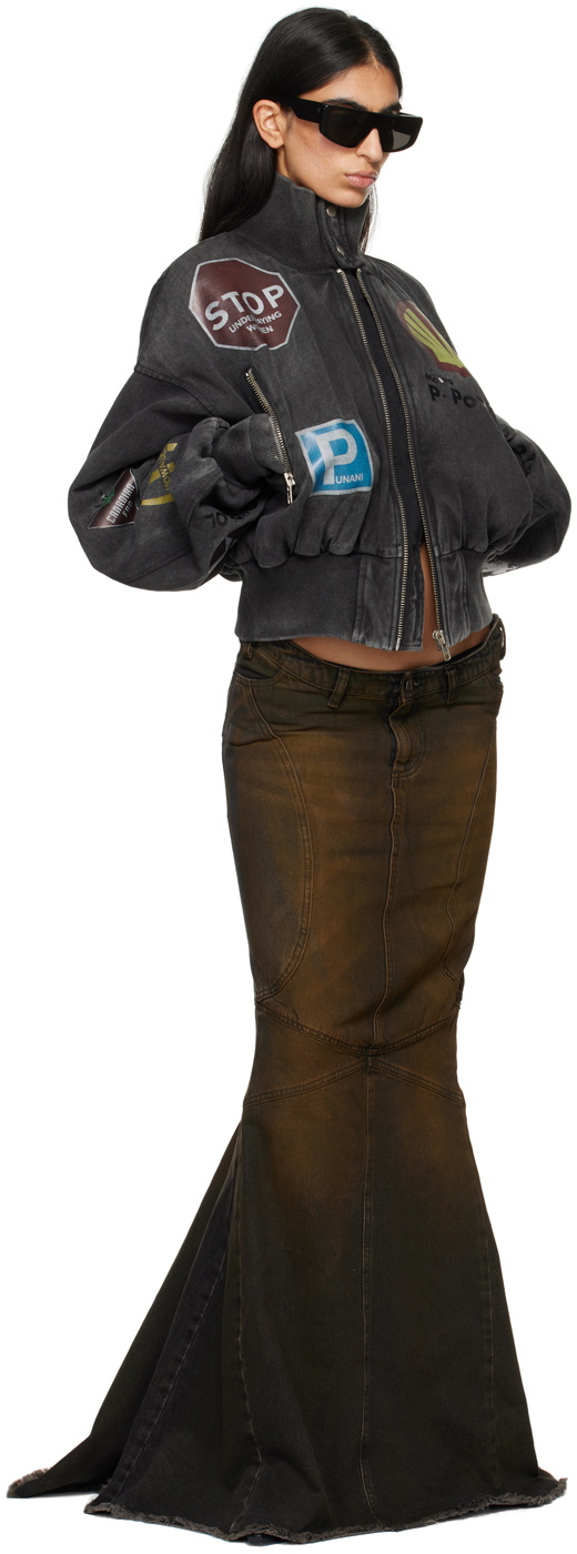 Mowalola Gray Crash Bomber Jacket Mowalola