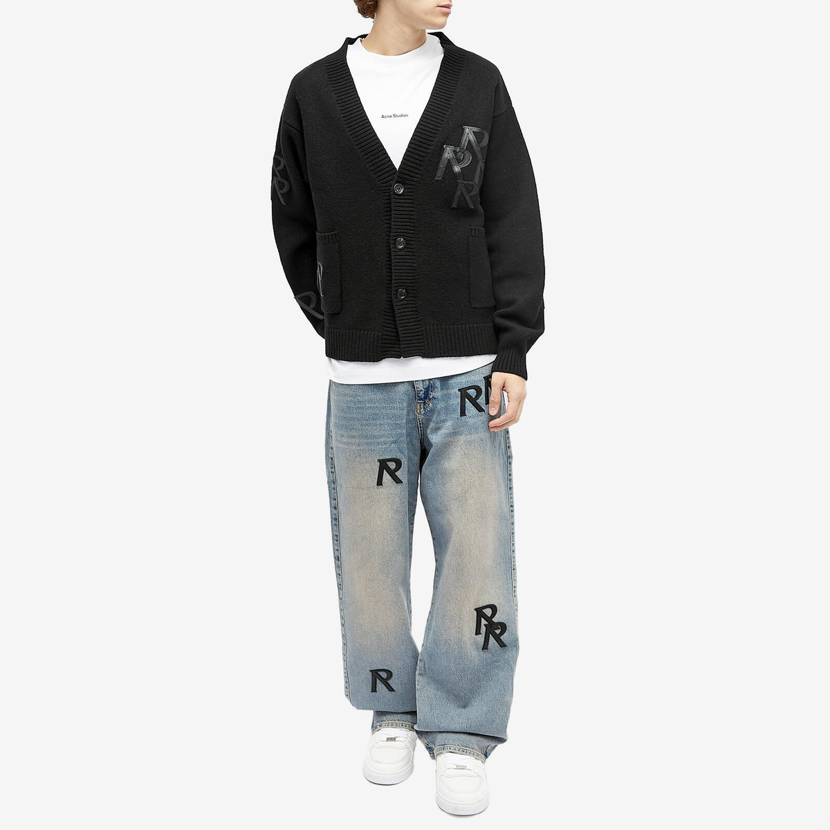 Represent Men's Applique Knit Cardigan in Jet Black Represent