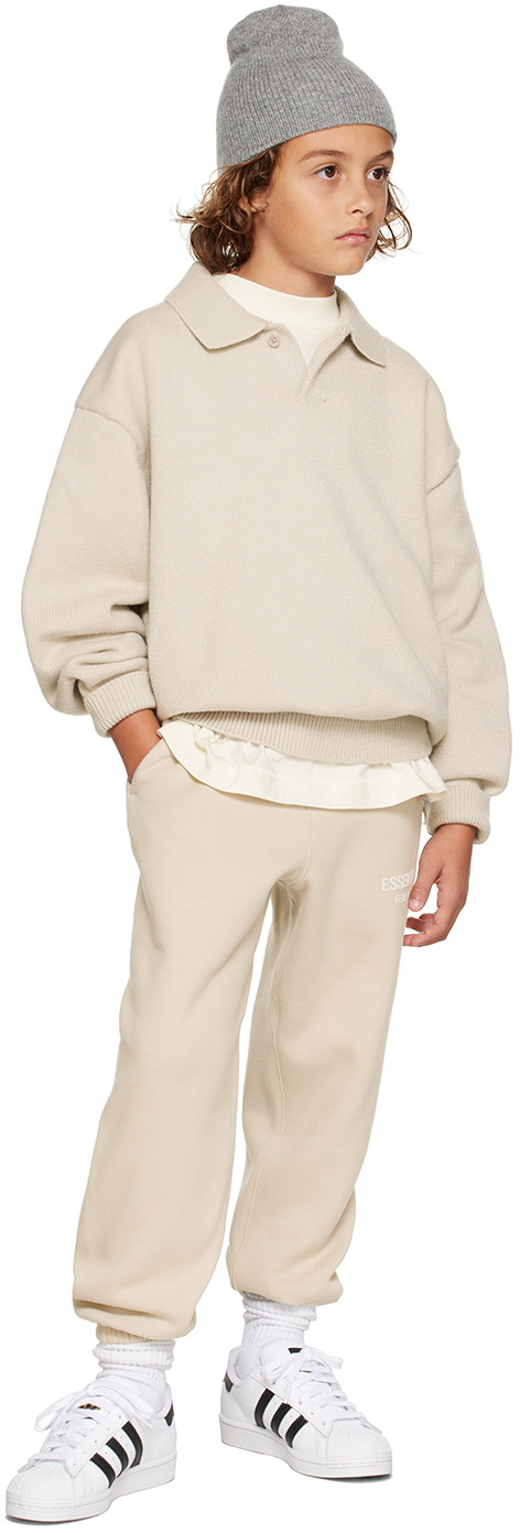 Fear of God ESSENTIALS Kids Taupe Patch Long Sleeve Polo Fear Of God ...