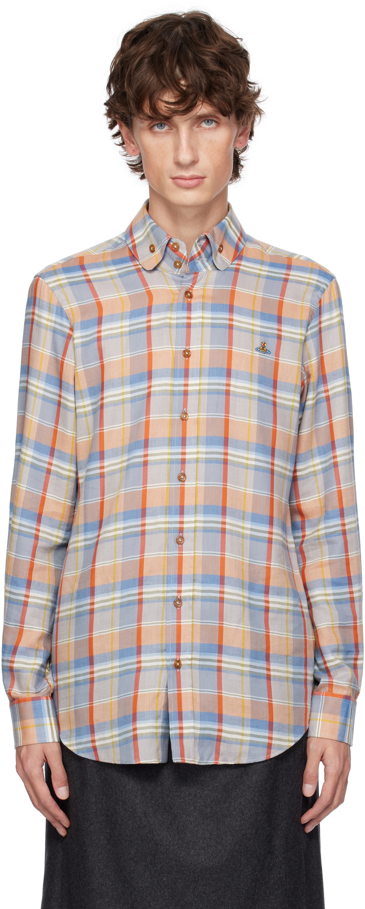 Vivienne Westwood Blue & Orange Two Button Krall Shirt Vivienne Westwood