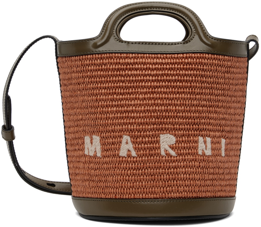 Marni Orange & Khaki Mini Tropicalia Bucket Bag Marni