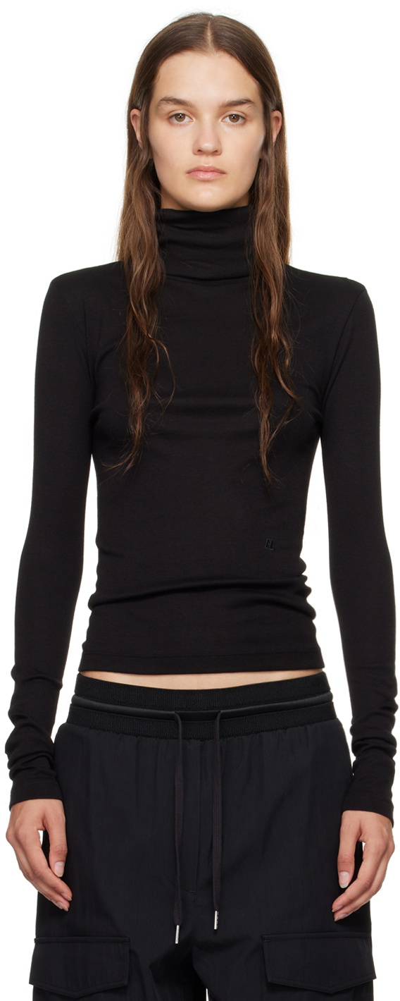 Helmut Lang Black Embroidered-Logo Turtleneck Helmut Lang