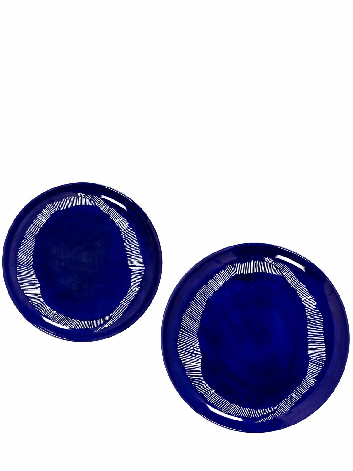 SERAX - Set Of 2 Dark Blue Striped Plates Serax