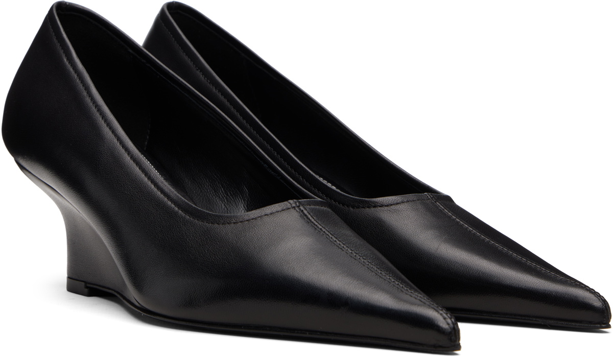 TOTEME Black Sharp Nappa Wedge Heels Toteme