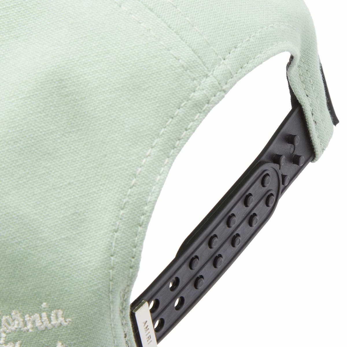 AMIRI Men's Chenille MA Patch Canvas Cap in Frosty Green Amiri