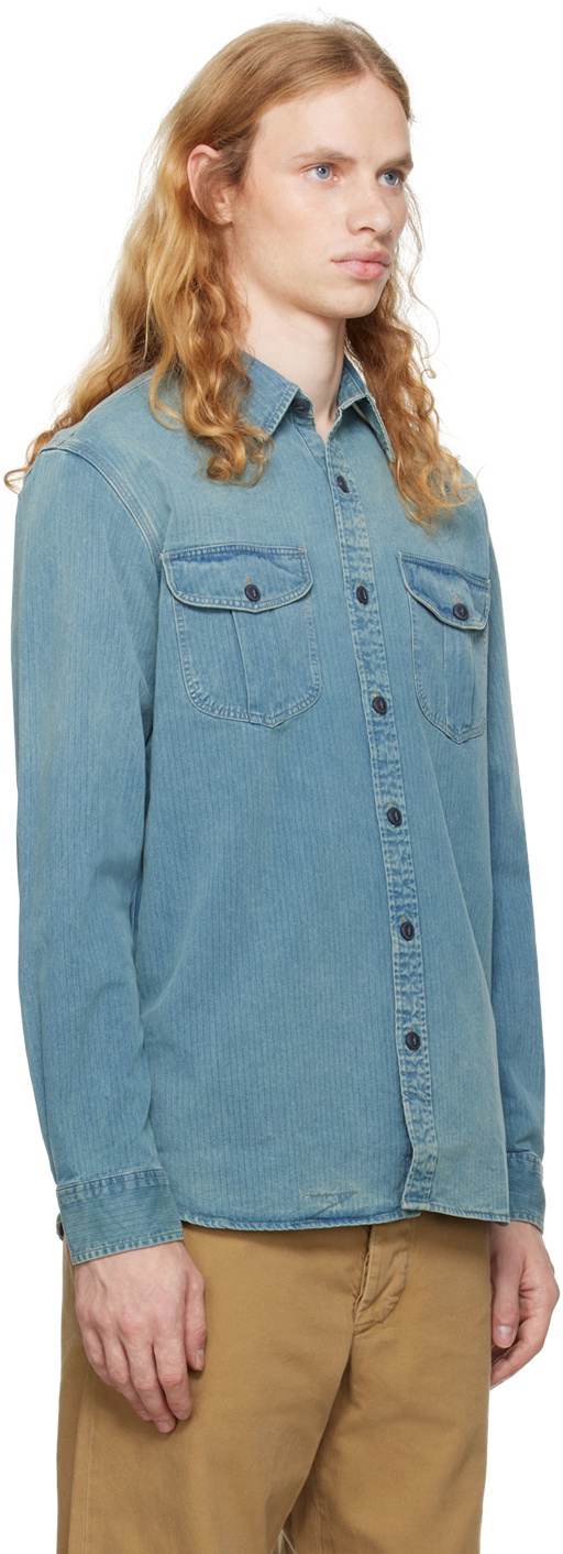 RRL Blue Herringbone Work Shirt RRL
