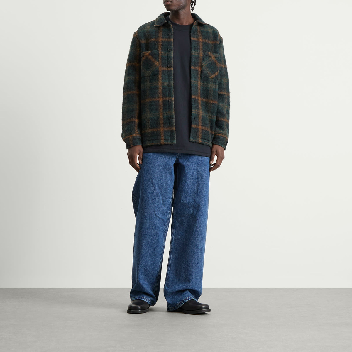 Wax London Men's Whiting Drawn Check Overshirt in Teal/Orange Wax London