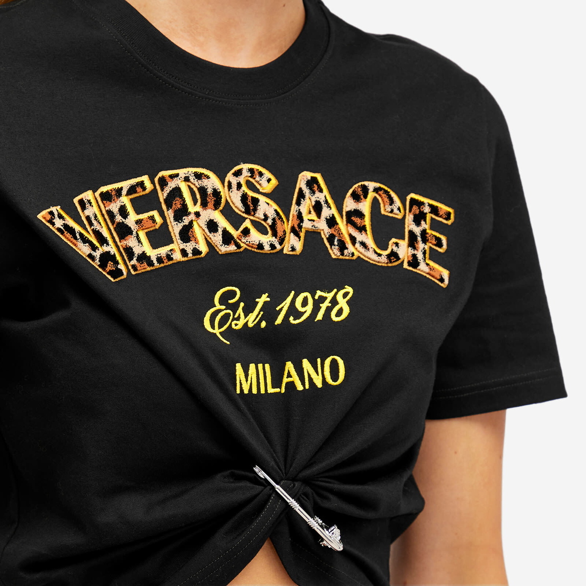 Versace Women's Leopard Jumper in Black/Multi Versace