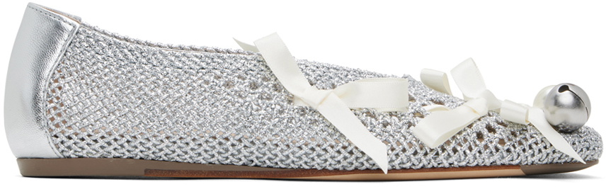 Simone Rocha Silver Bell Charm Crochet Ballerina Flats Simone Rocha