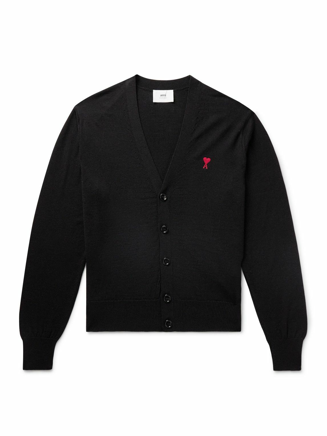 AMI PARIS - ADC Logo-Embroidered Merino Wool Sweater - Black AMI