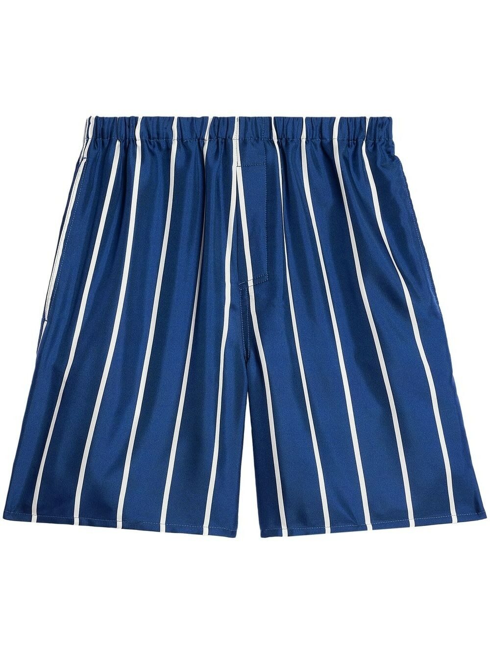 AMI PARIS - Striped Silk Shorts AMI