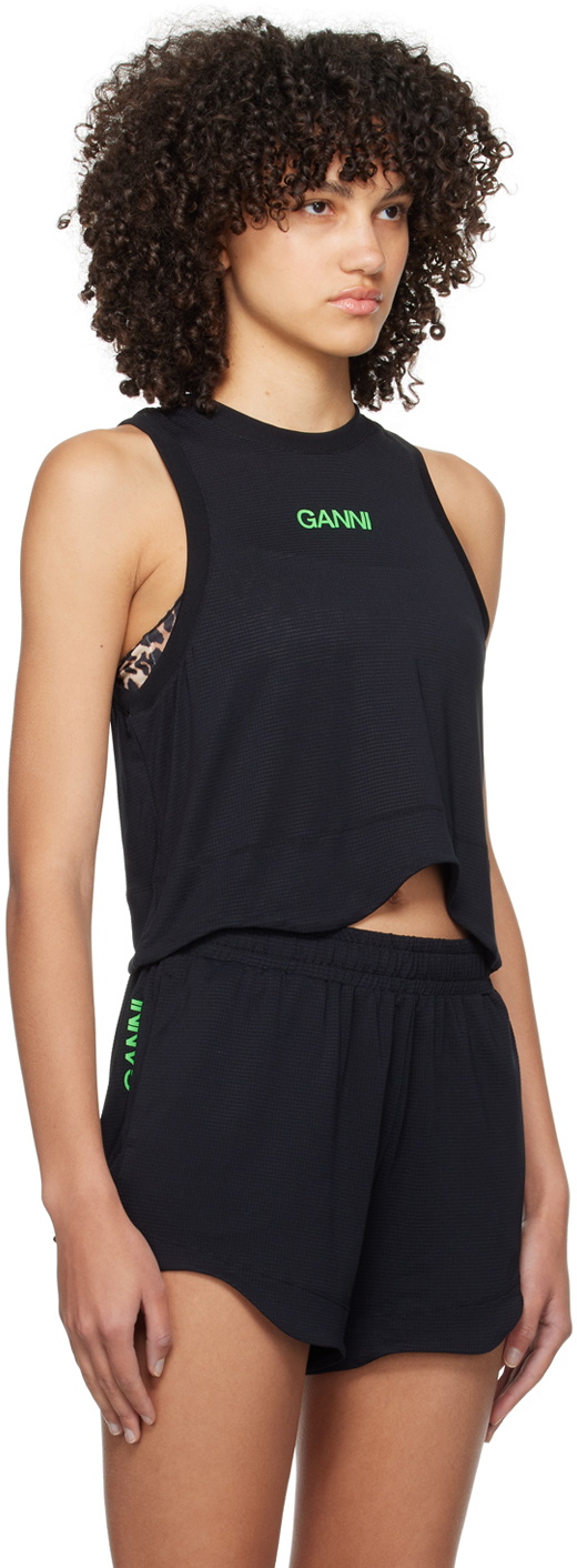 GANNI Black Active Tank Top GANNI