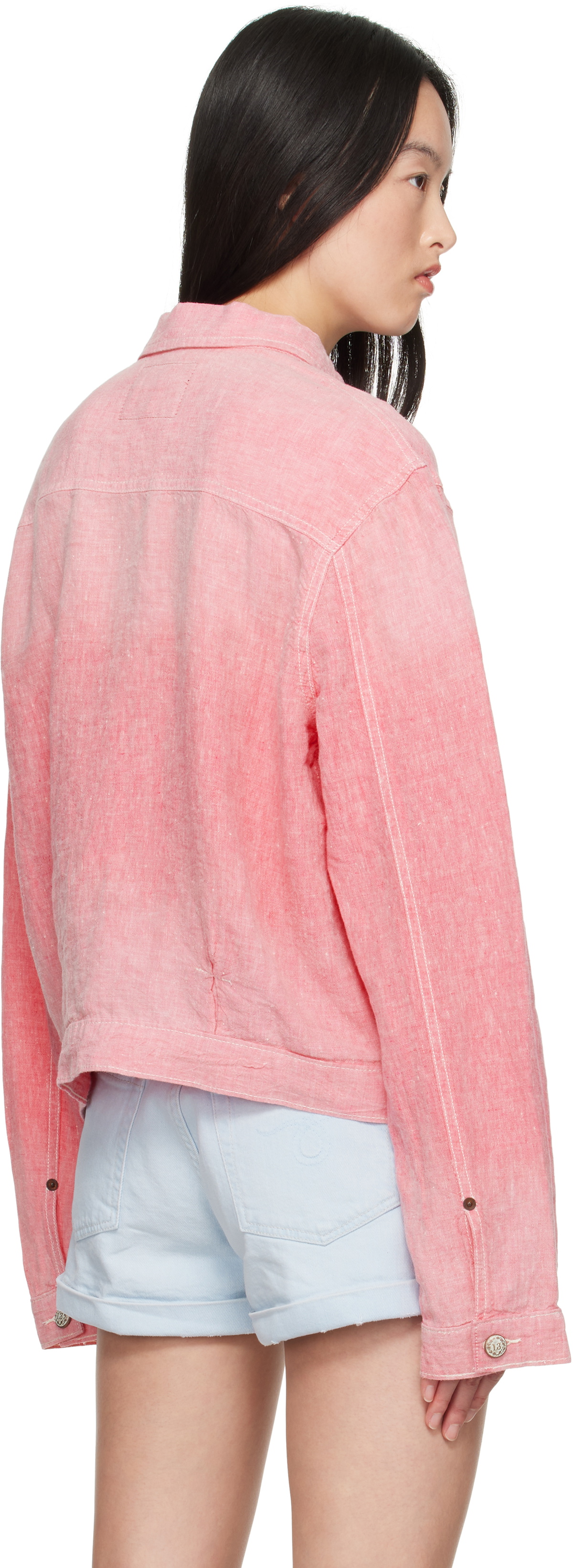 R13 Pink Relaxed Pleated Trucker Jacket R13