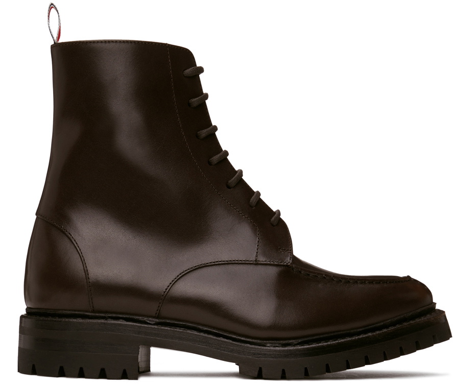 Thom Browne Brown Commando Sole Apron Stitch Boots Thom Browne